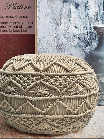 Macrame pouf. Ottoman