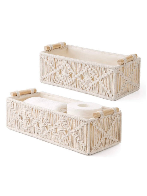 White macrame boxes. Set of 2